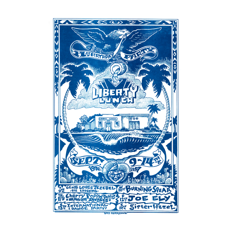 Liberty Lunch 21st Anniversary Poster ( 9/9/97) Kerry Awn Art - Premium ...